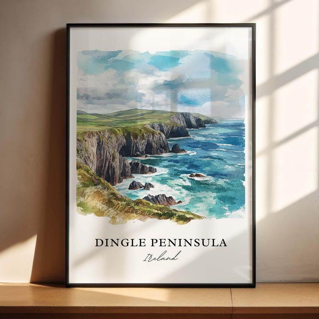 Dingle Peninsula Wall Art, Dingle Ireland Print, Dingle Watercolor Art ...