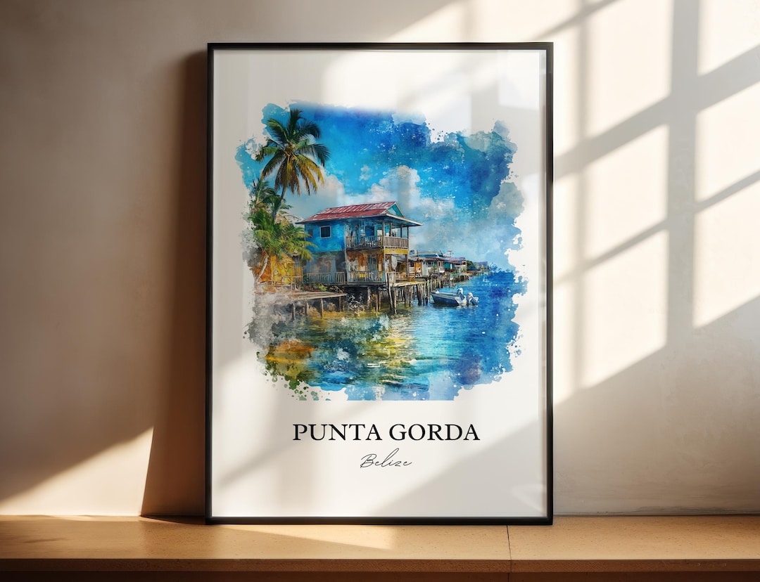 Punta Gorda Belize Art, Belize Print, Belize Watercolor Art, Punta ...