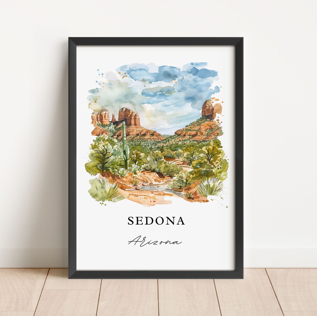 Sedona AZ Wall Art, Sedona Arizona Print, Sedona AZ Watercolor, Sedona ...