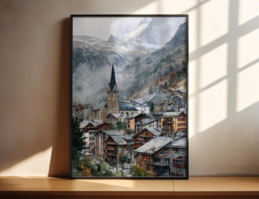 Zermatt Watercolor Art Zermatt Travel Print Zermatt Switzerland Artwork ...