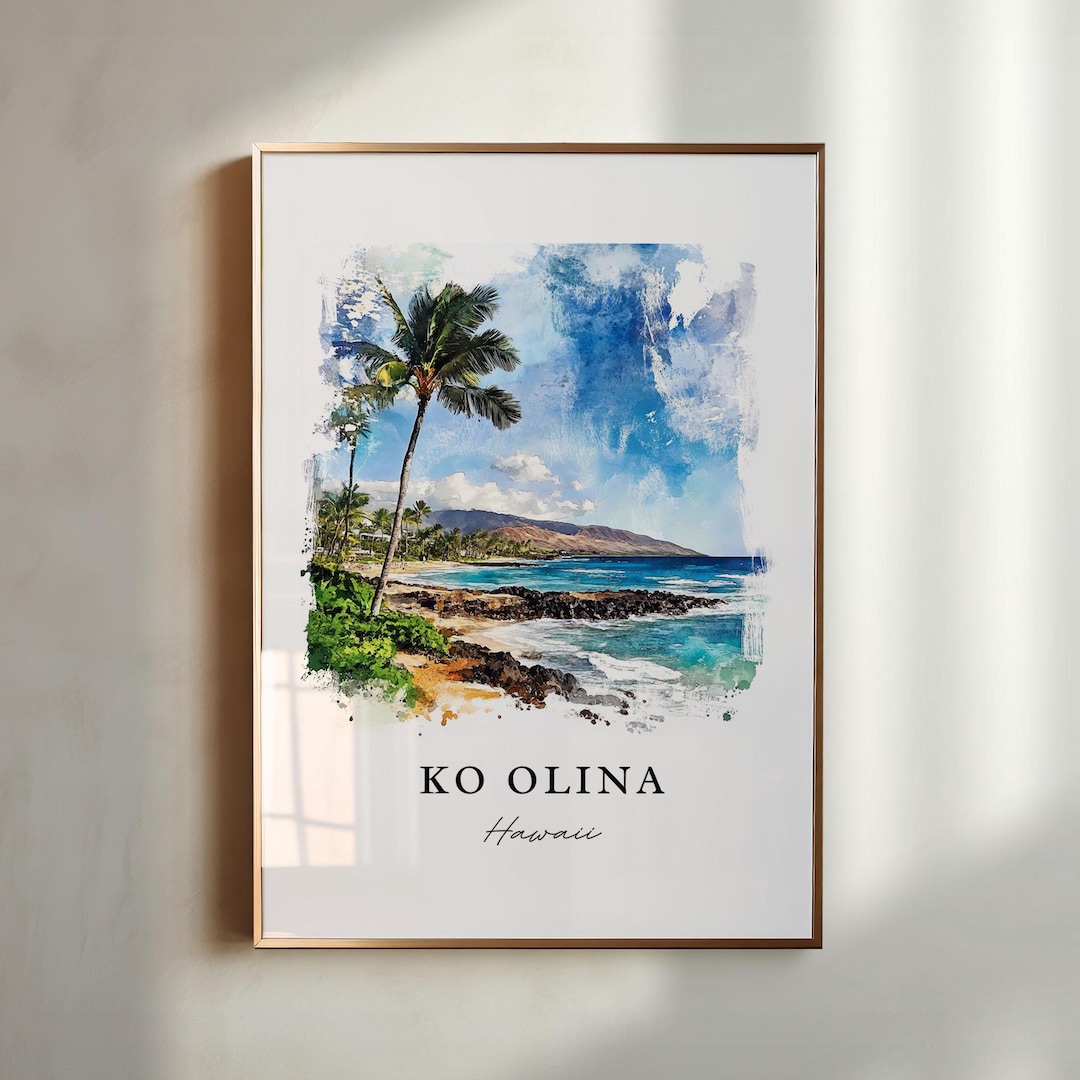 Ko Olina HI Wall Art, Ko Olina Print, Kapolei Hawaii Watercolor Art, Ko ...