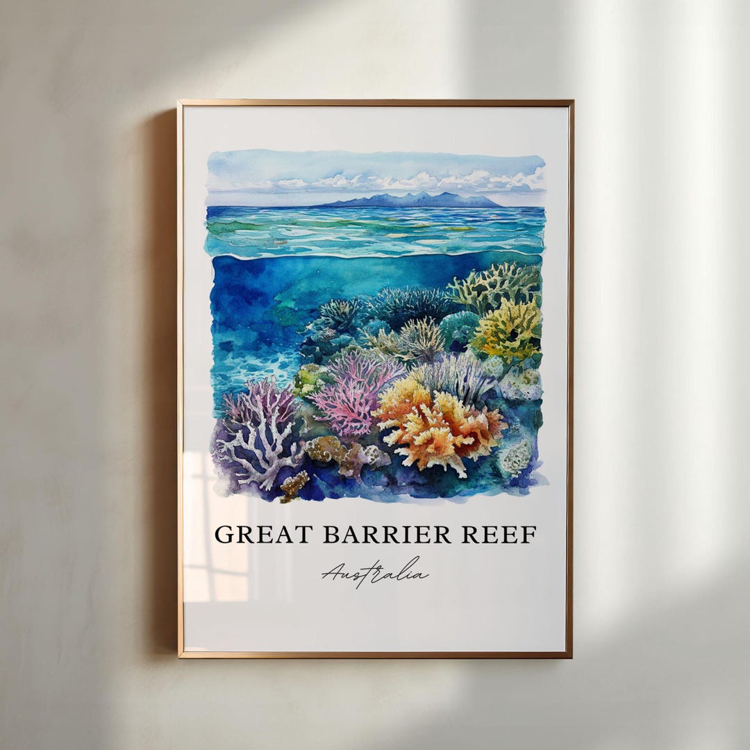 Great Barrier Reef Art, Barrier Reef Print, Australia Watercolor, Great ...