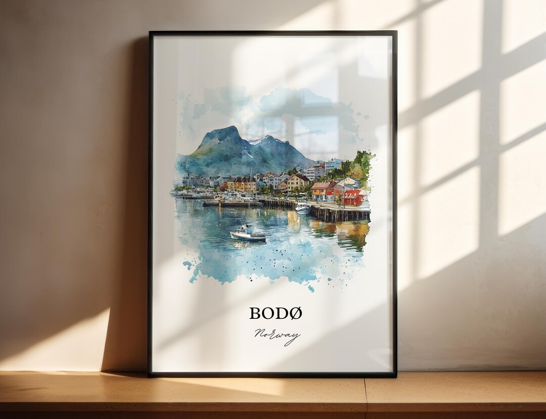 Bodø Wall Art, Norland County Print, Norway Watercolor Art, Bodø Norway ...