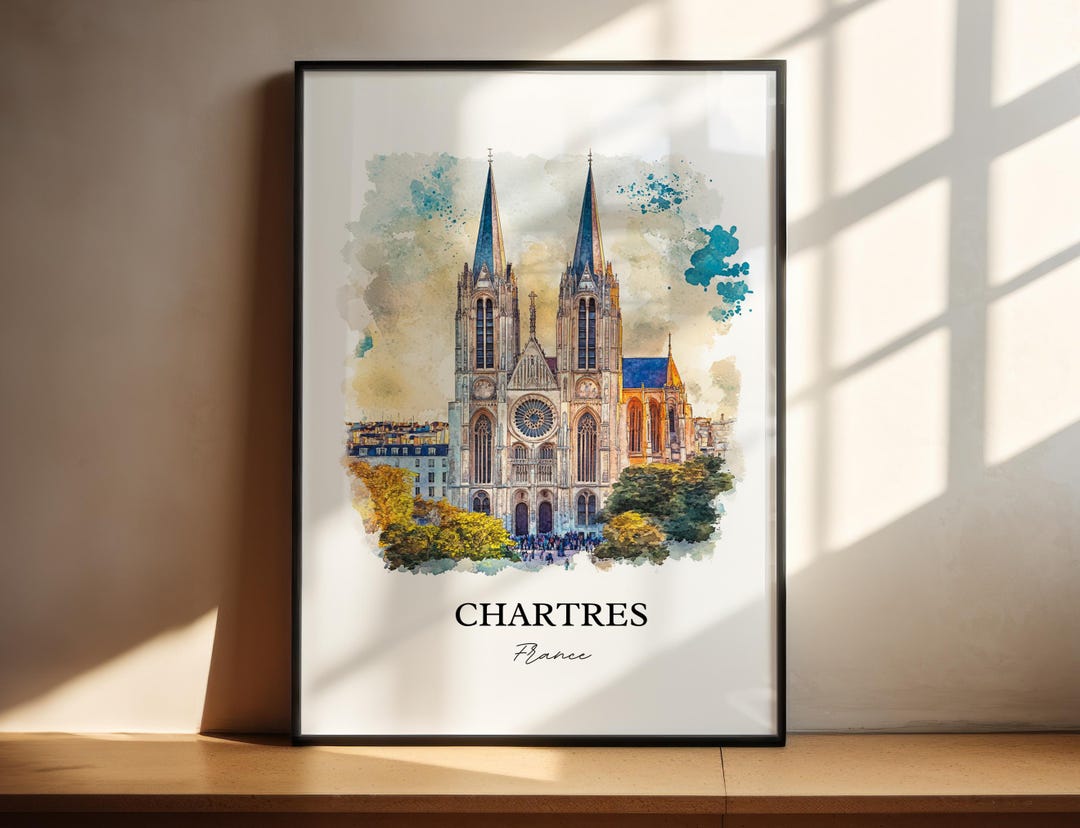 Chartres Wall Art, Chartres Print, France Watercolor Art, Chartres ...