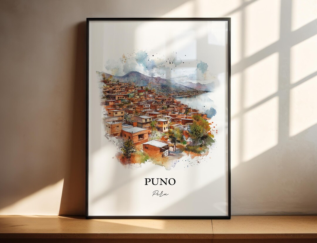 Puno Peru Wall Art, Lake Titicaca Print, Peru Watercolor Art, Puno Peru ...