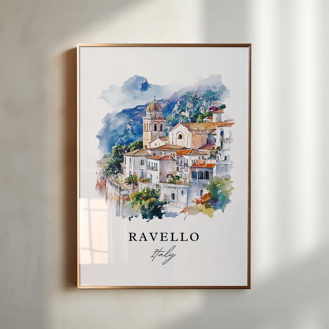 Ravello Italy Wall Art, Ravello Print, Amalfi Watercolor Art, Ravello ...