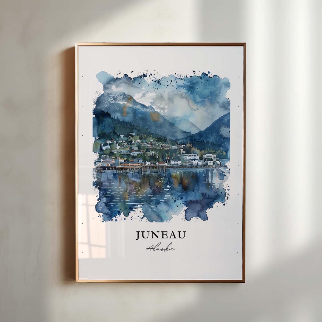 Juneau Alaska Wall Art, Juneau Print, Juneau Watercolor Art, Juneau AK ...