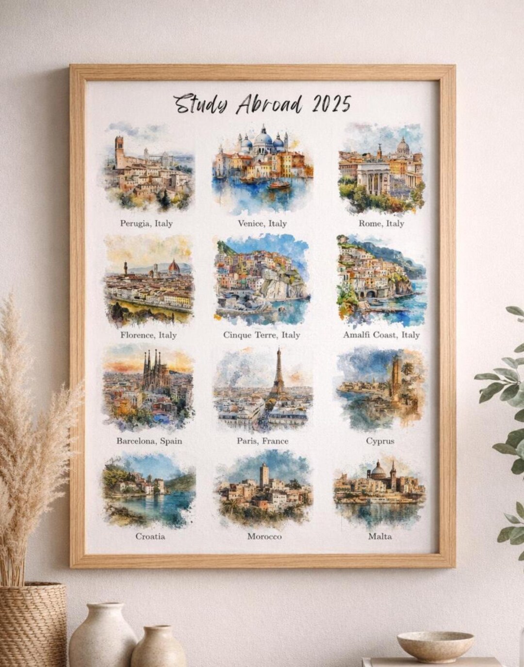 Personalized Travel Destinations Art, Study Abroad Art, Our Travels ...