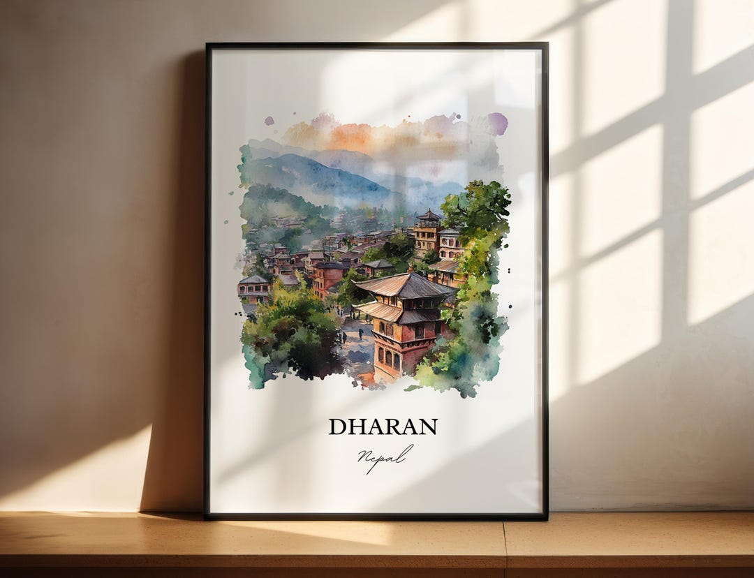 Dharan Nepal Wall Art, Sunsari District Print, Nepal Watercolor Art ...