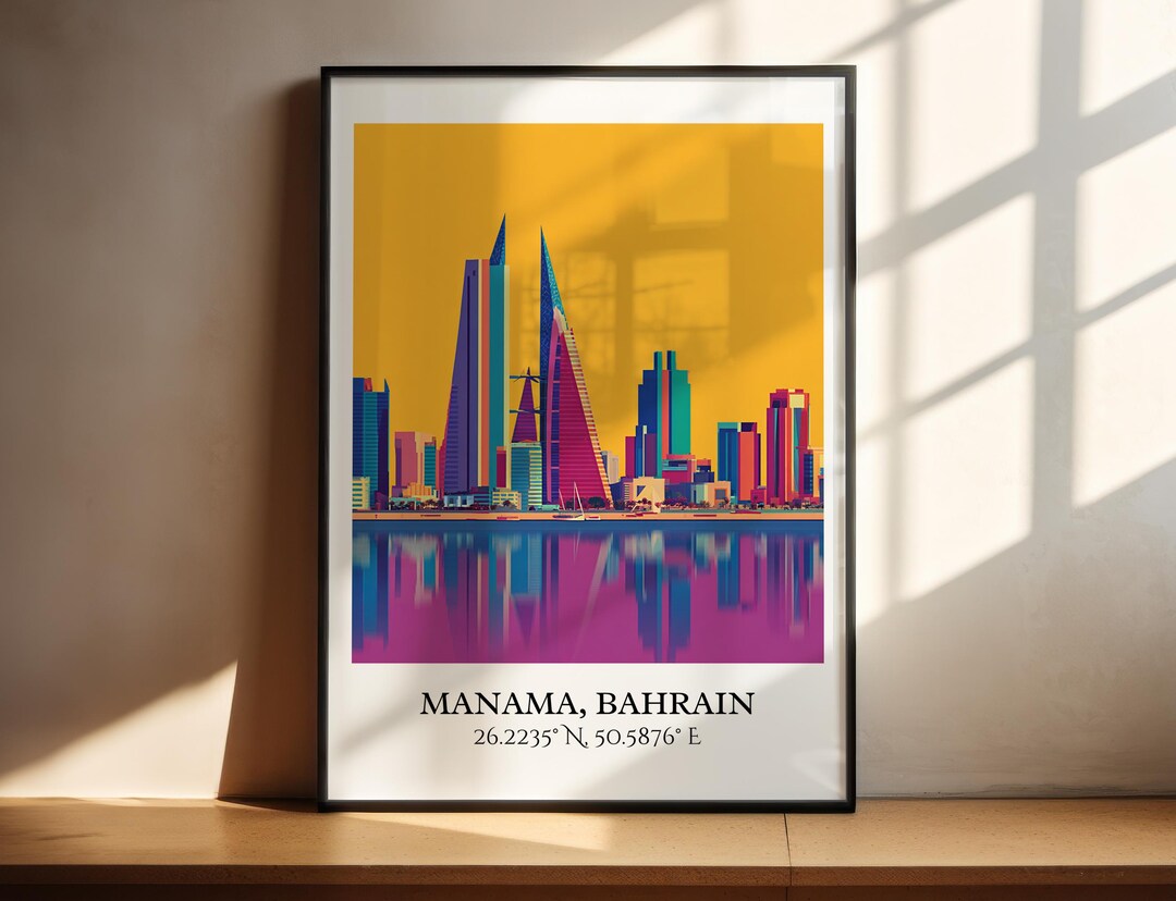 Manama Bahrain Art, Bahrain Retro Travel Art, Bahrain Home Decor ...