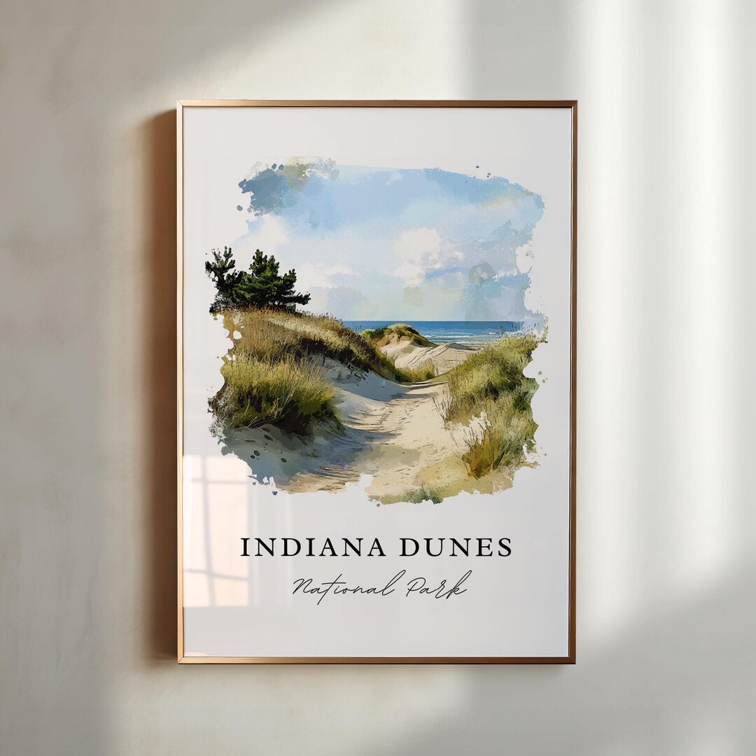Indiana Dunes Wall Art, Indiana Dunes Print, Indiana Dunes Watercolor ...