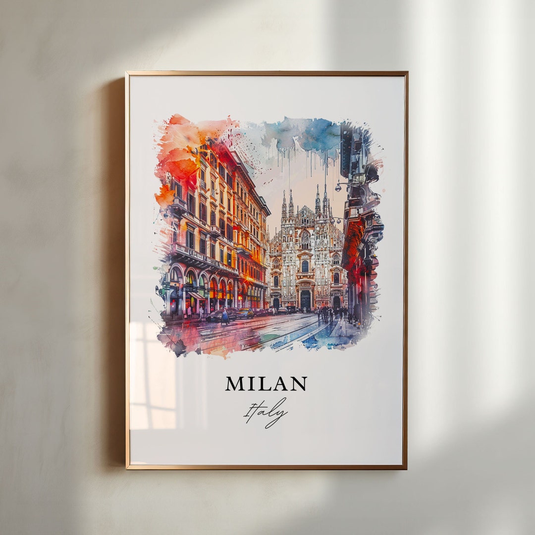 Milan Italy Wall Art, Milan Print, Milan IT Watercolor, Milan Italy ...