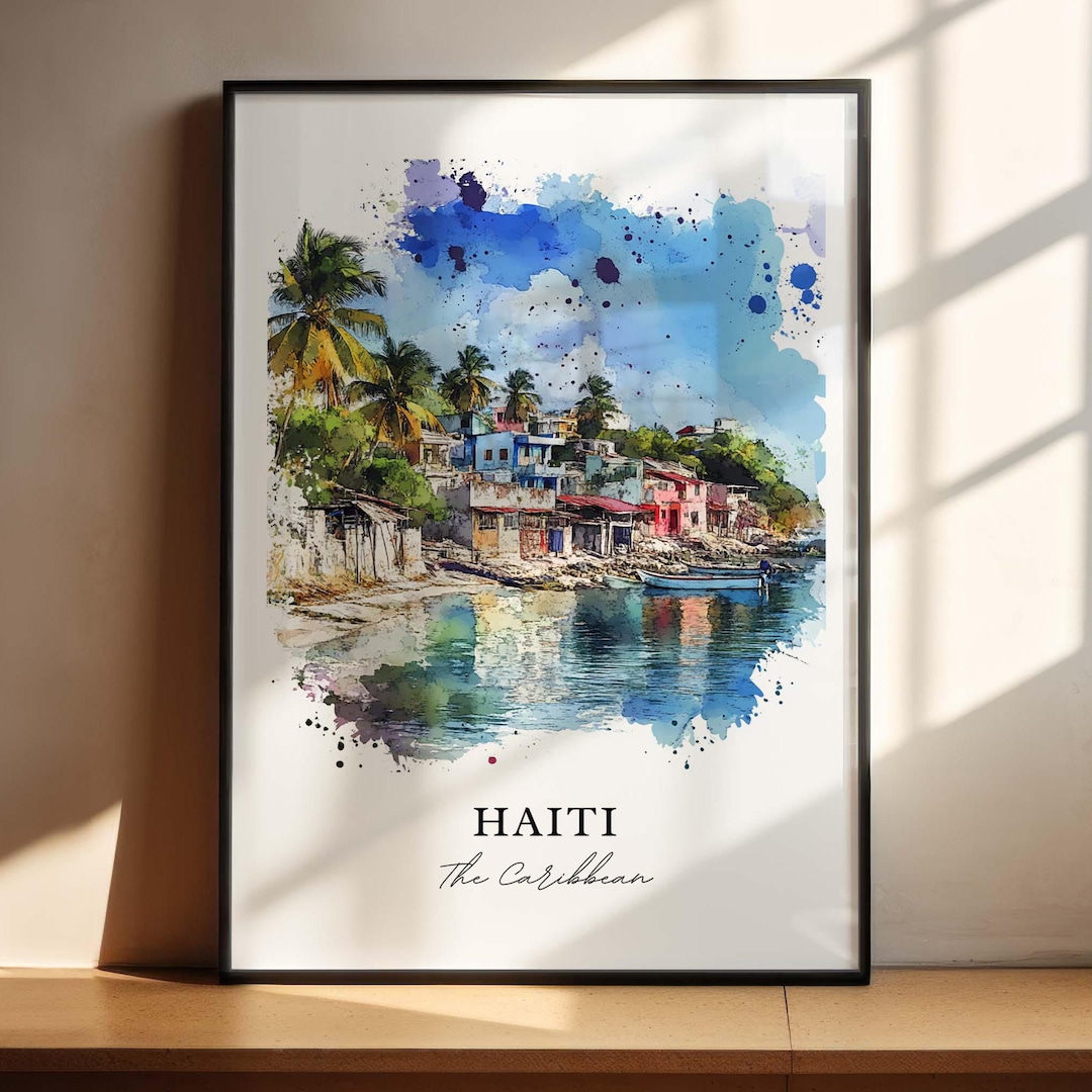 Haiti Wall Art, Haiti the Caribbean Print, Haiti Watercolor Art, Haiti ...