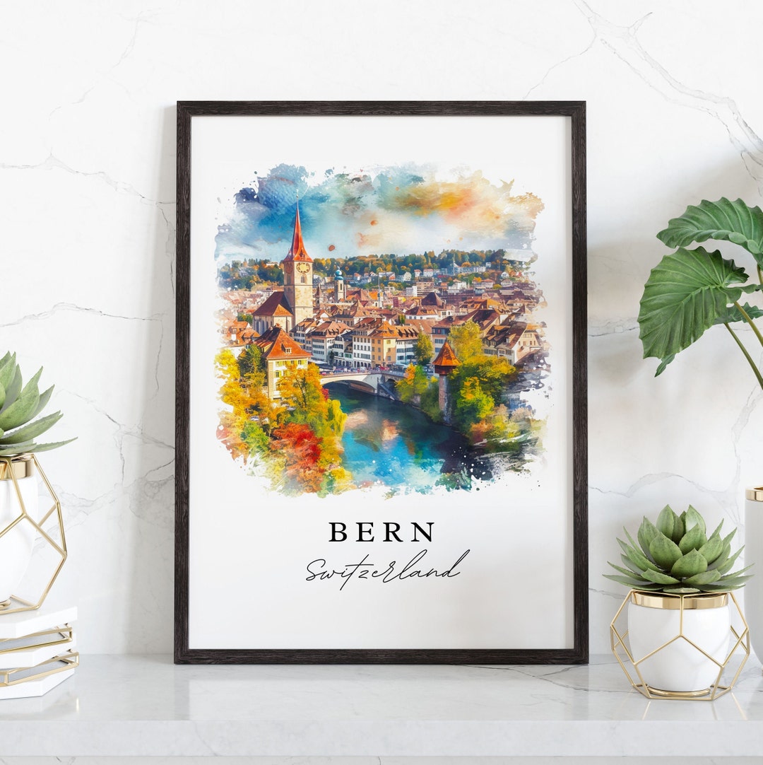 Bern Watercolor Travel Art Swiss Art, Bern Print, Wedding Gift ...