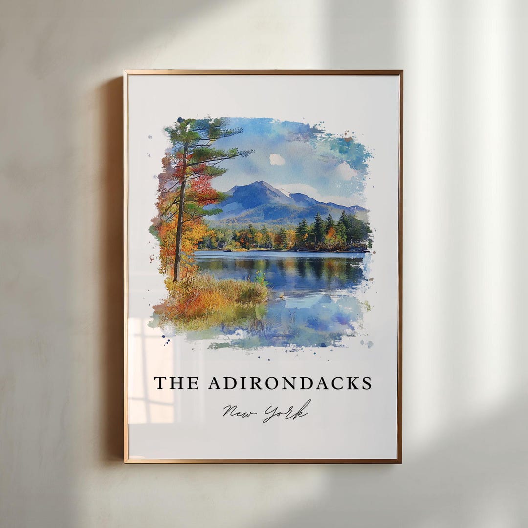 Adirondacks Wall Art, Adirondacks NY Print, Mount Marcy NY Watercolor ...