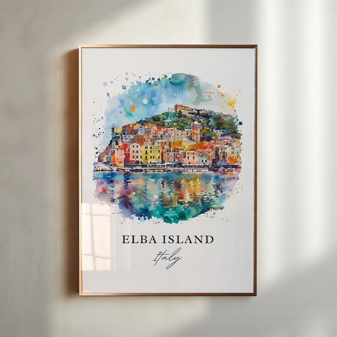 Elba Island Wall Art, Elba Island Print, Tyrrhenian Sea Watercolor ...