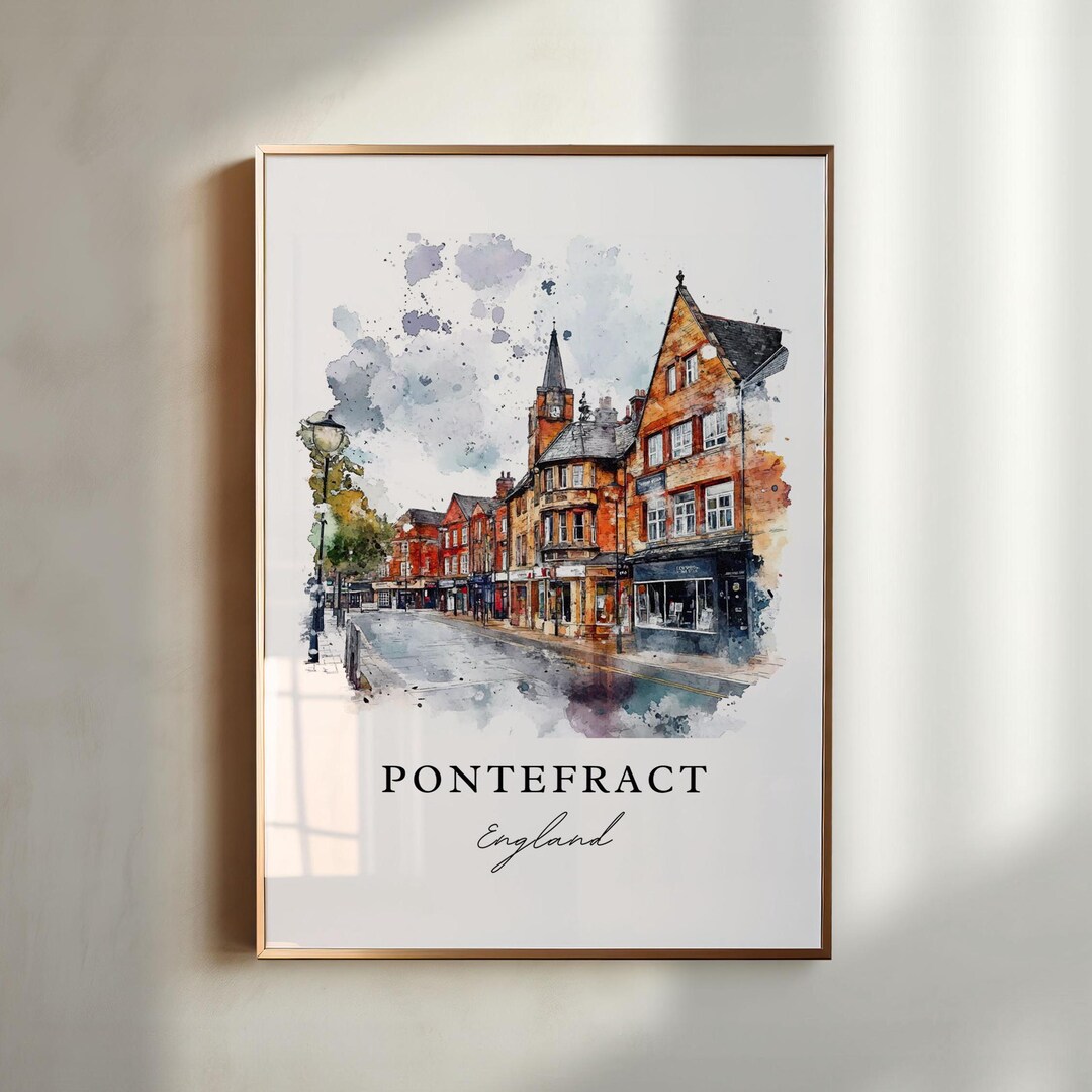 Pontefract Wall Art, Wakefield England Print, West Yorkshire Watercolor ...