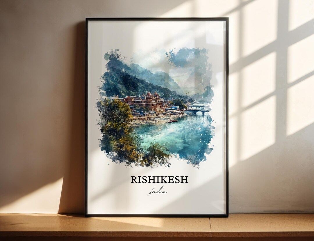 Rishikesh India Watercolor Art Print, Travel Poster - Etsy