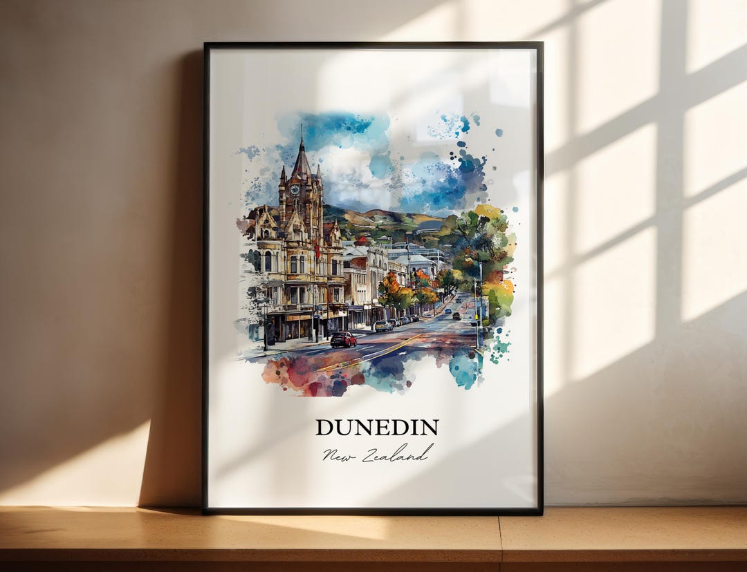 Dunedin Wall Art, Dunedin Print, New Zealand Watercolor Art, Dunedin ...