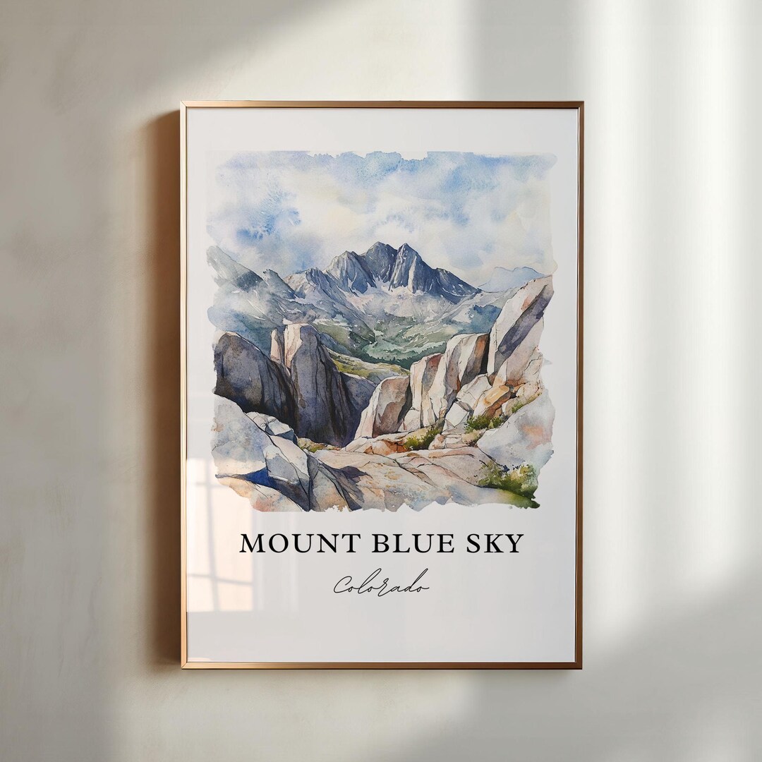 Mount Blue Sky Wall Art, Rocky Mountains Print, Mt Blue Sky Watercolor ...