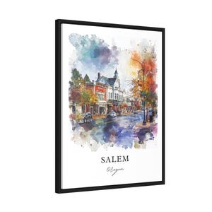 Salem Oregon Wall Art, Salem OR Print, Salem Watercolor Art, Salem OR ...
