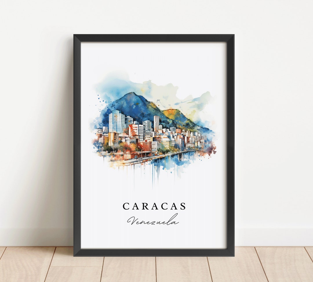 Caracas Venezuela Watercolor Cityscape Art Print - Custom Travel Poster ...