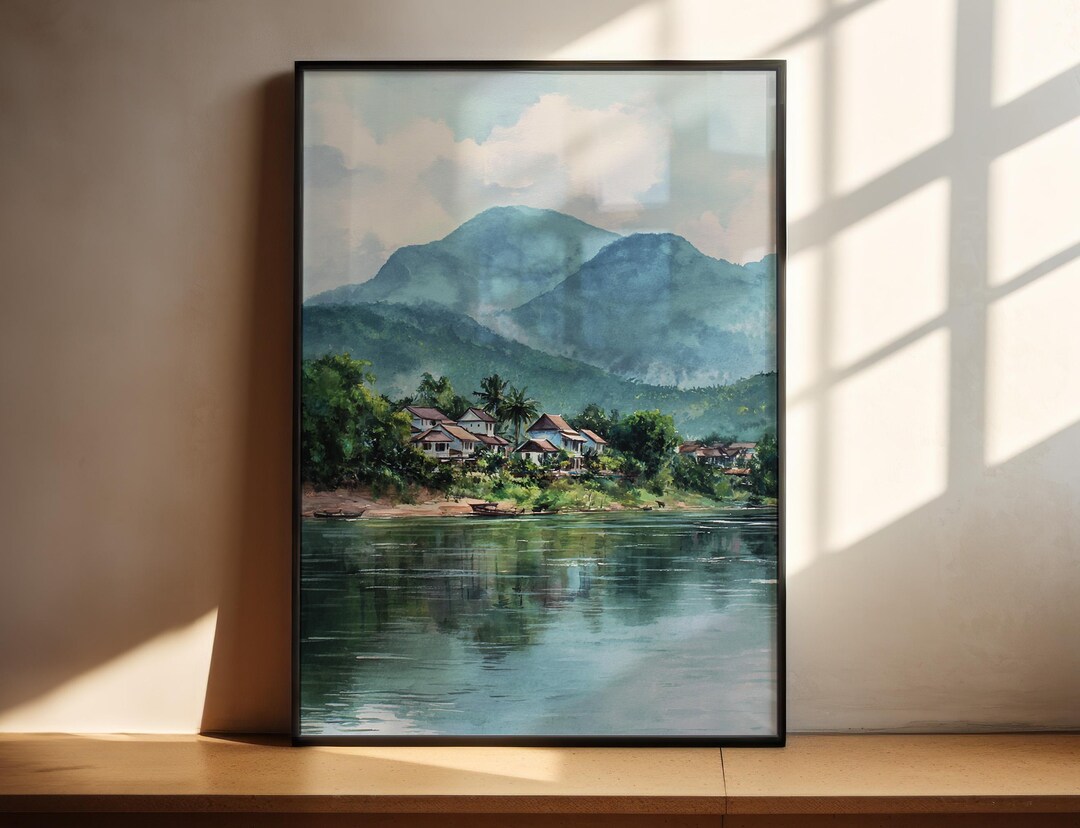 Luang Prabang Watercolor Art Luang Prabang Travel Print Laos Artwork ...