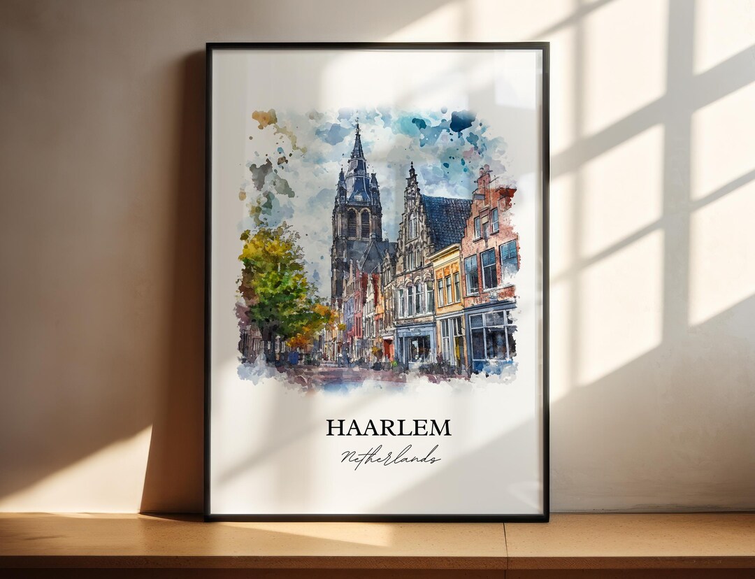 Haarlem Wall Art, North Holland Print, Netherlands Watercolor Art ...