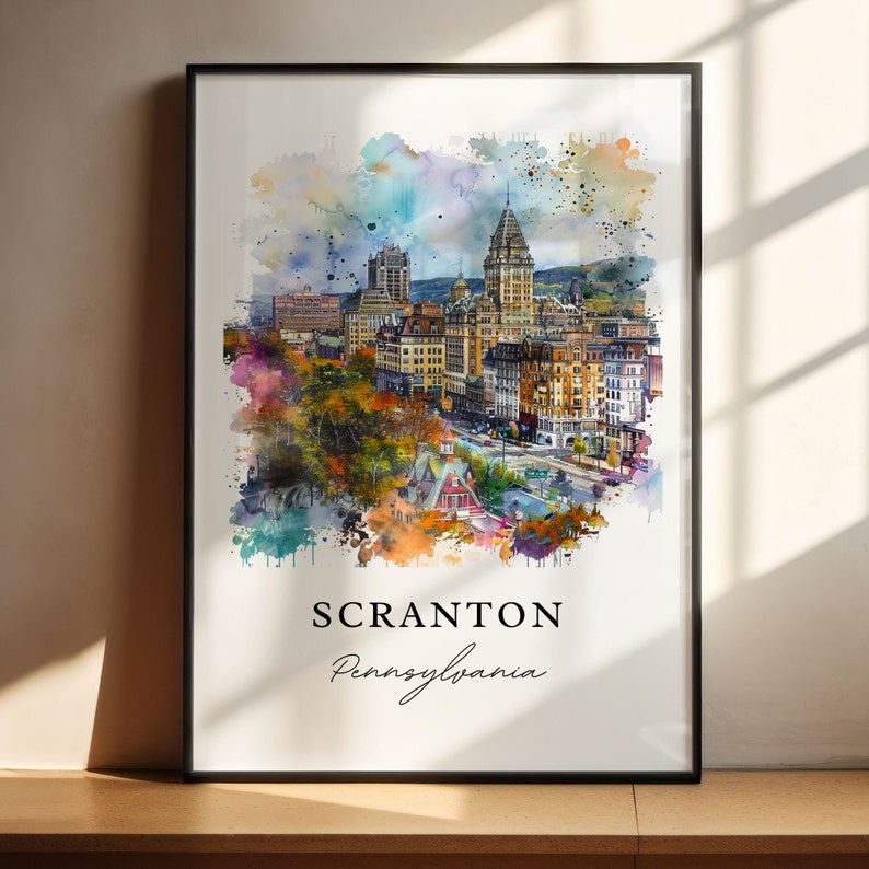 Scranton Pennsylvania Watercolor Cityscape Art Print - Etsy