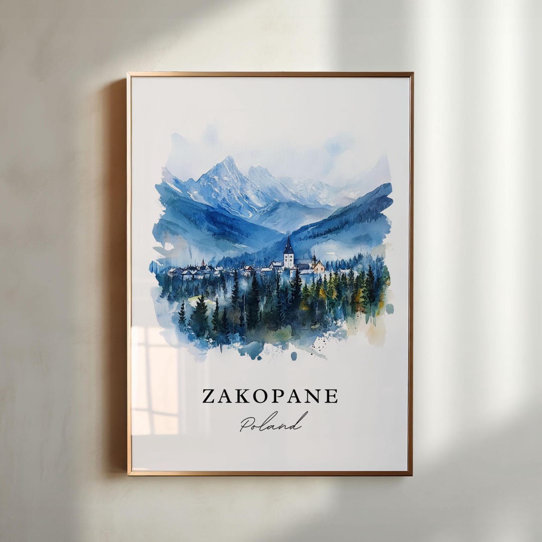 Zakopane Wall Art, Zakopane Poland Print, Tatras Mountains Watercolor ...