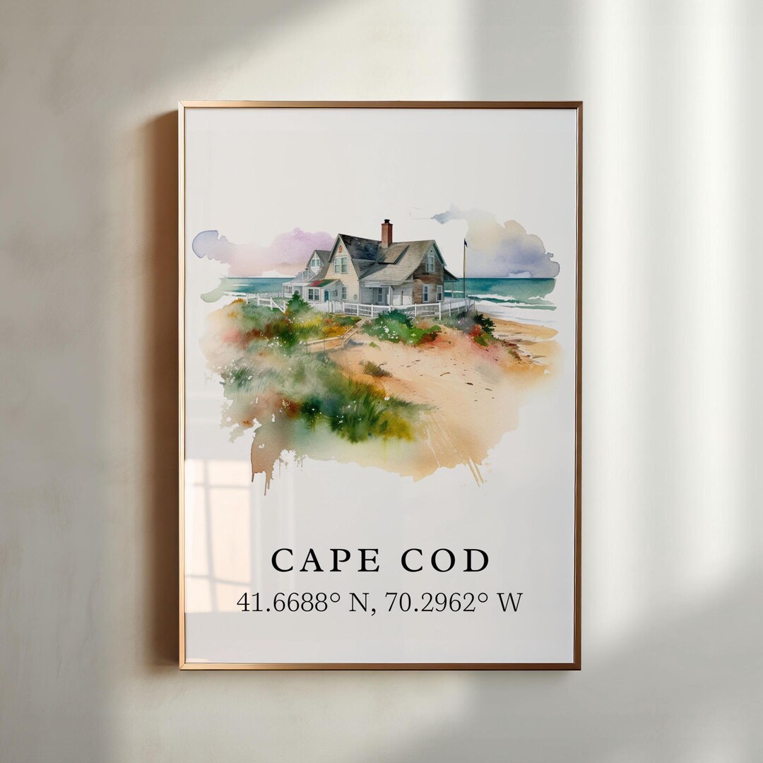 Cape Cod Wall Art - MA, Cape Cod Poster, Cape Cod Wedding Gift, Birthday Present, Custom Text ...