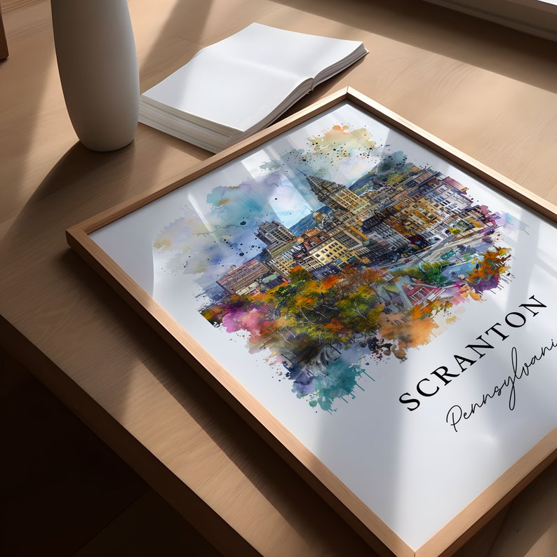 Scranton Pennsylvania Watercolor Cityscape Art Print - Etsy