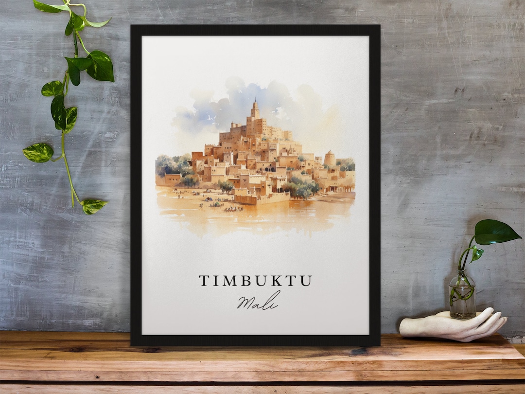 Timbuktu Traditional Travel Art - Mali, Timbuktu Poster, Wedding Gift ...