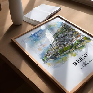 Berat Albania Wall Art, Berat Print, Berat Albania Watercolor, Berat ...