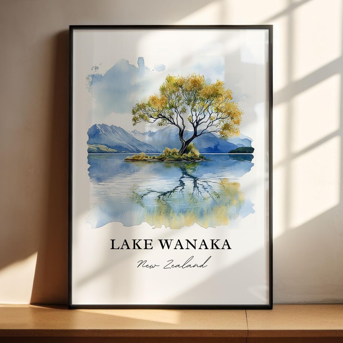 Lake Wanaka Wall Art, Wanaka Tree Print, Lake Wanaka Watercolor Art ...