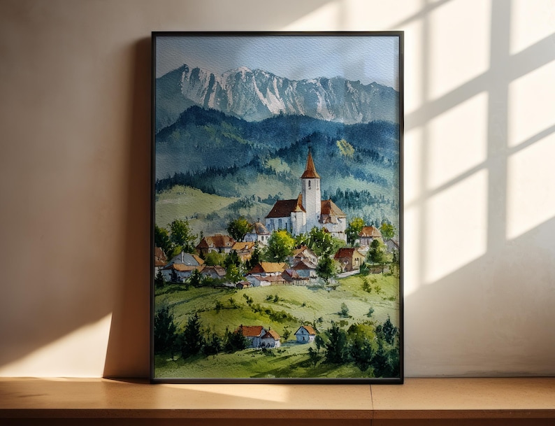 Transylvania Romania Watercolor Art Transylvania Travel Print ...