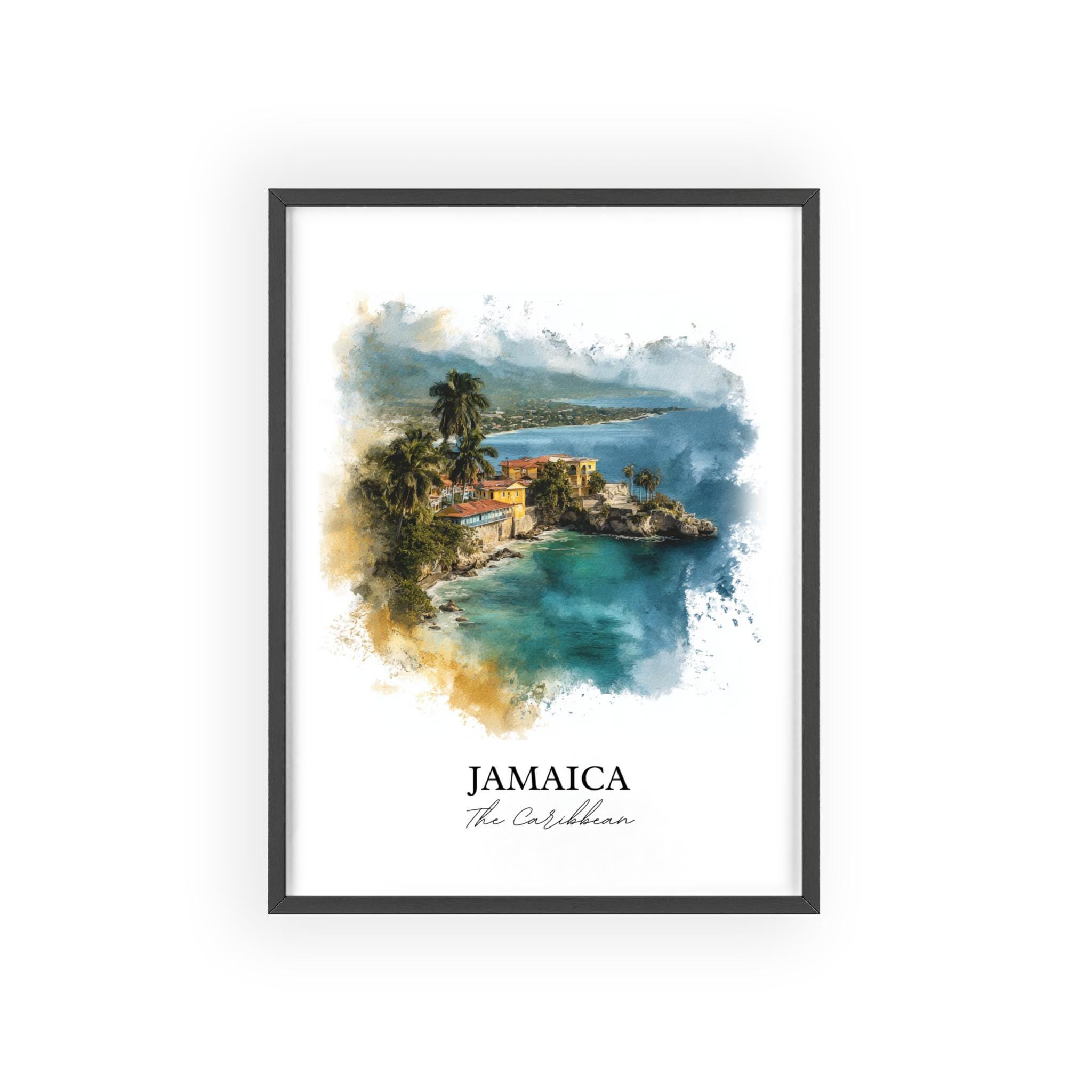 Jamaica Wall Art, Jamaica Print, Caribbean Watercolor Art, Jamaica Gift ...