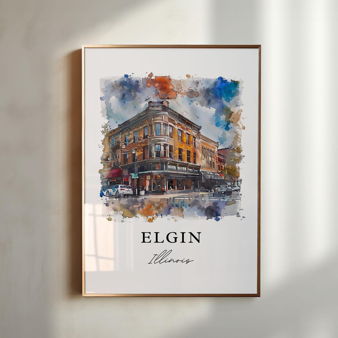 Elgin Illinois Wall Art, Elgin Print, Elgin Watercolor Art, Cook County ...