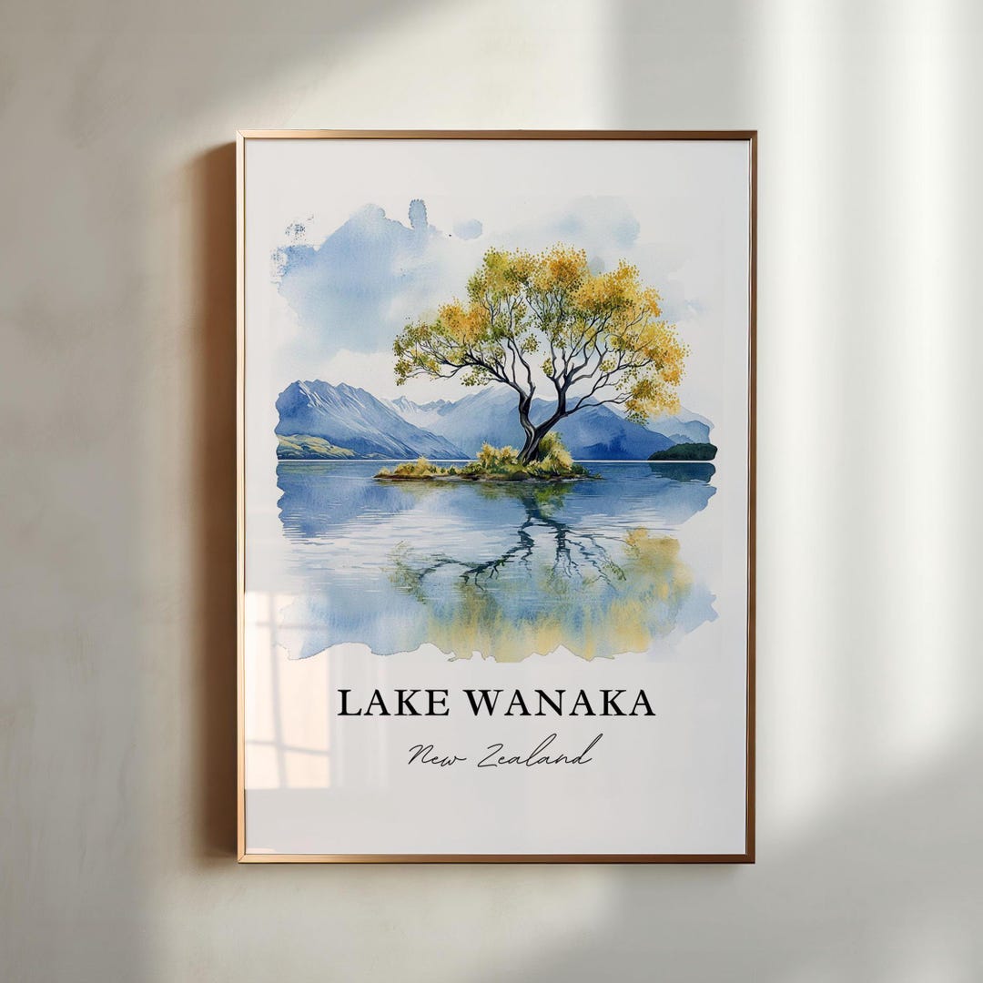 Lake Wanaka Wall Art, Wanaka Tree Print, Lake Wanaka Watercolor Art ...
