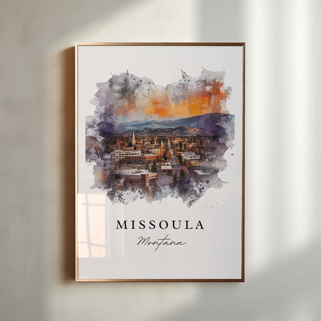 Missoula MT Watercolor Art - Montana, Missoula Print, Missoula Wedding ...