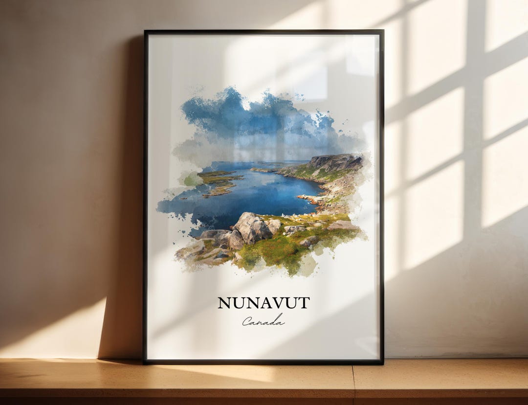 Nunavut Wall Art, Nunavut Canada Print, Canada Watercolor Art, Northern ...