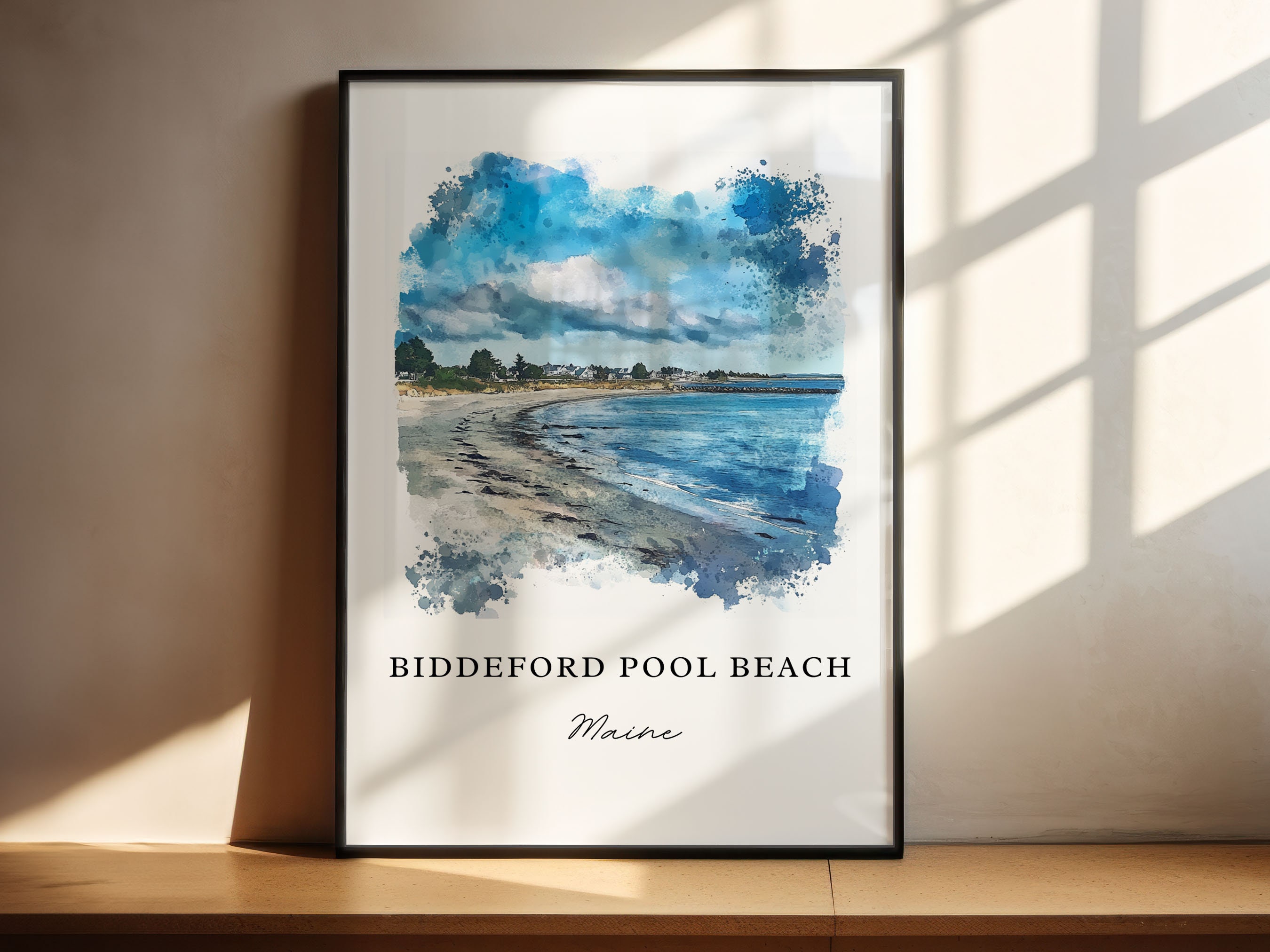 Biddeford Pool Beach Art, Biddeford Beach ME Print, Saco Bay Watercolor ...