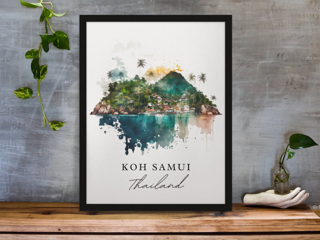 Koh Samui Traditional Travel Art Thailand, Koh Samui Poster, Wedding ...