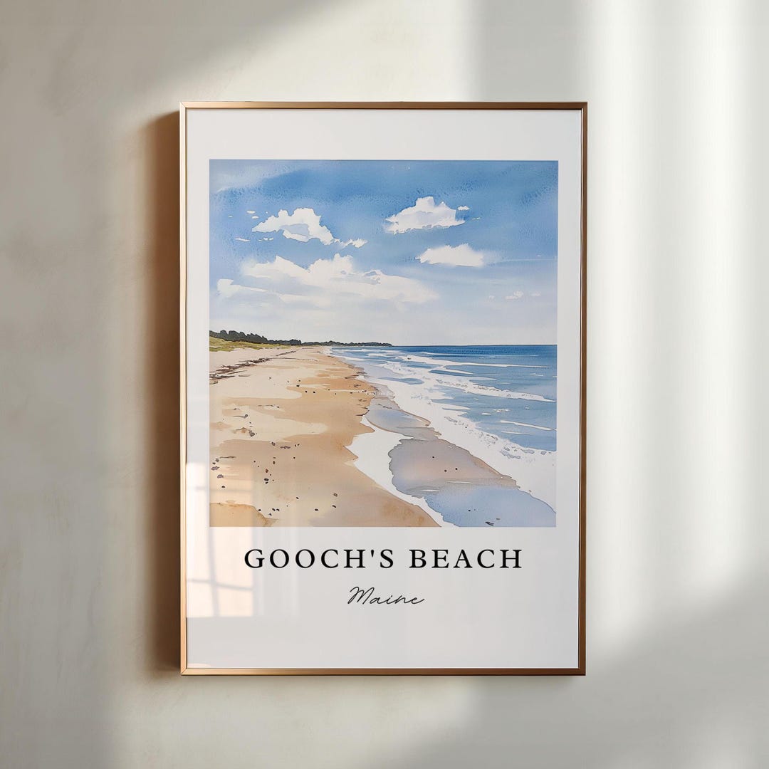 Gooch's Beach Wall Art, Gooch's Beach Print, Kennebunk Watercolor Art ...