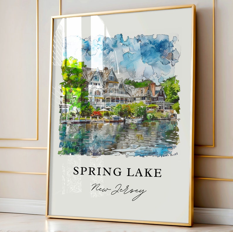 Spring Lake NJ Wall Art, Spring Lake Print, Jersey Shore Watercolor Art ...