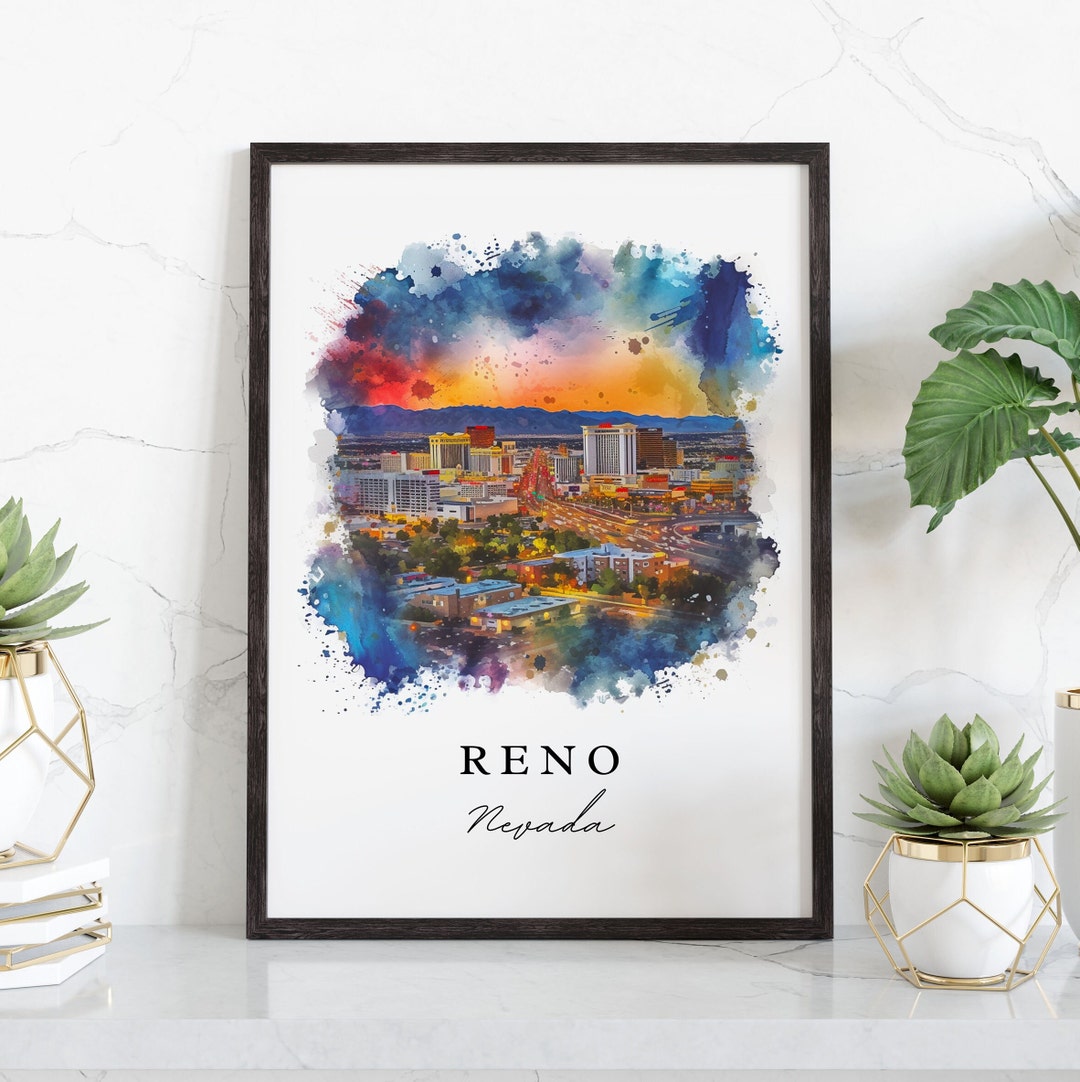 Reno Watercolor Travel Art Nevada, Reno Print, Wedding Gift, Birthday ...