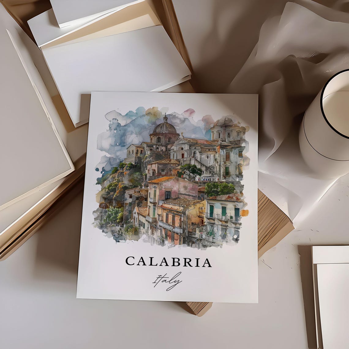 Calabria Italy Wall Art, Calabria Print, Calabria Watercolor Art ...