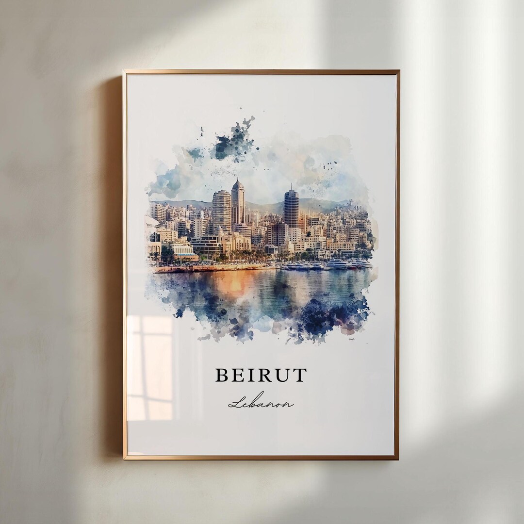 Beirut Wall Art, Beirut Print, Beirut Watercolor Art, Beirut Lebanon ...