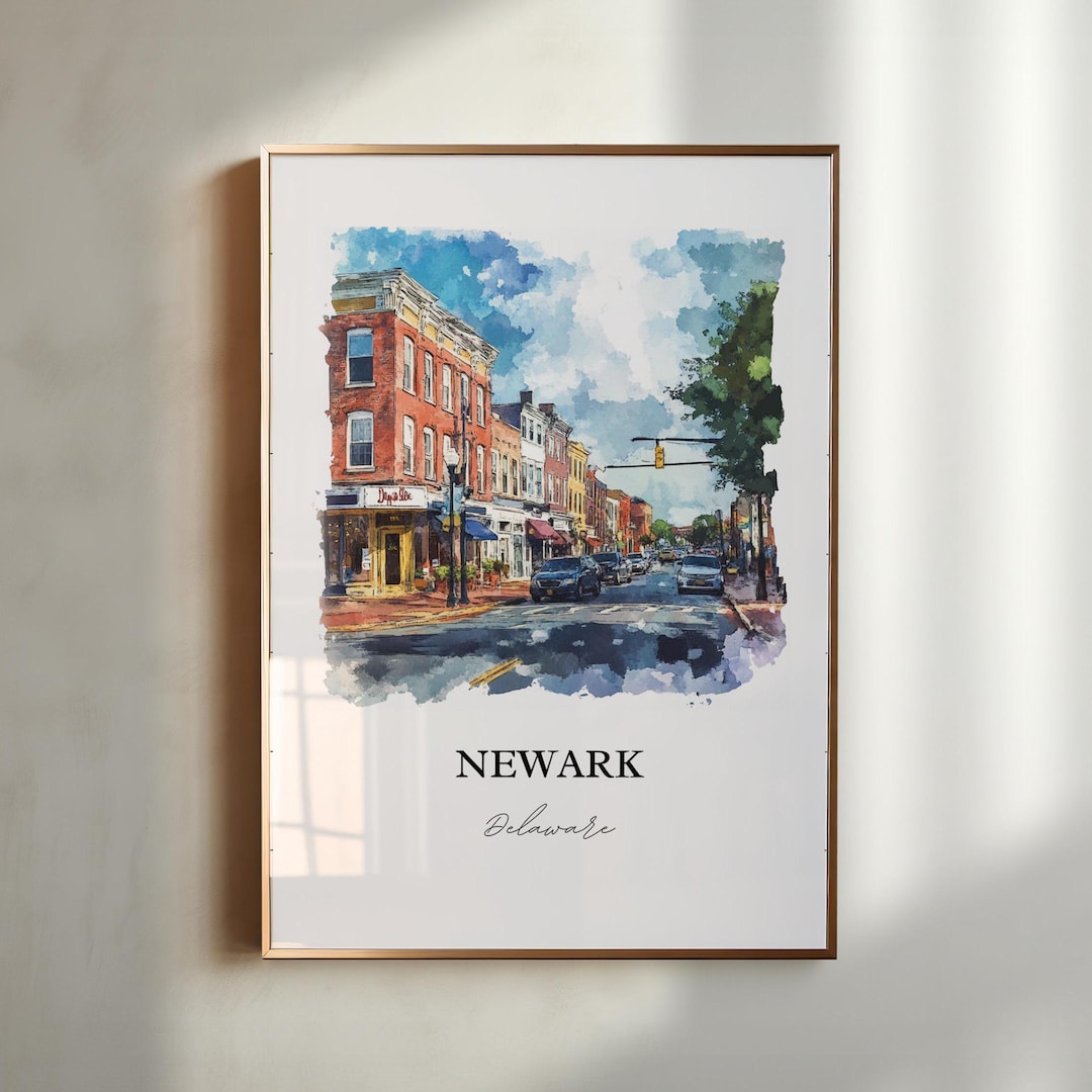 Newark Delaware Wall Art, Udel Print, Newark DE Watercolor Art ...