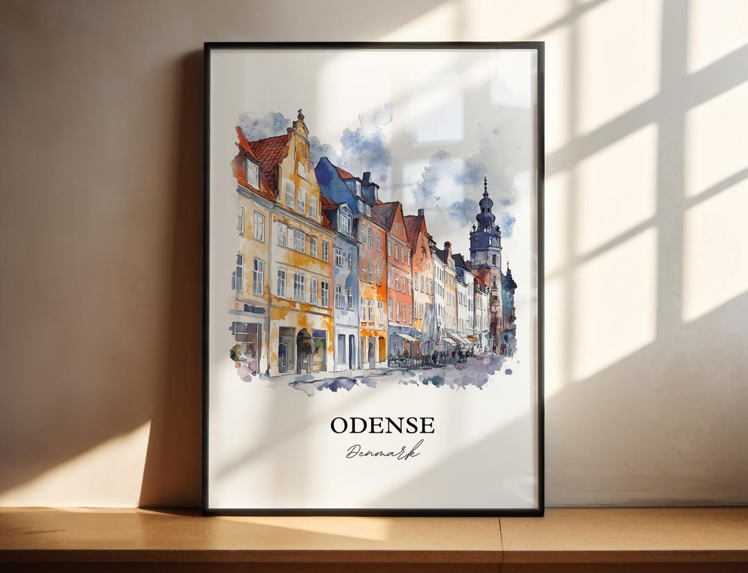 Odense Wall Art, Funen Denmark Print, Denmark Watercolor Art, Odense ...